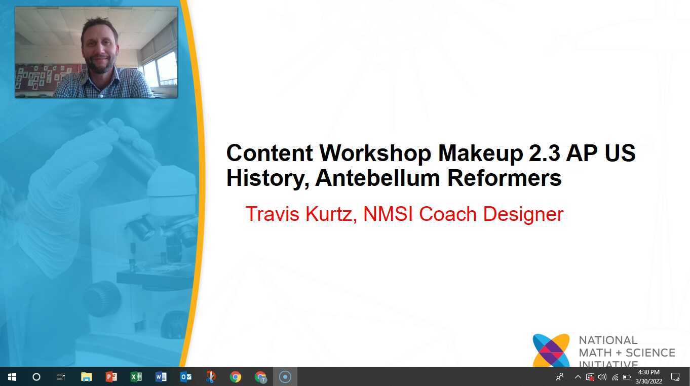 APUSH, Content Workshop Makeup 2.3, Antebellum Reformers Overview