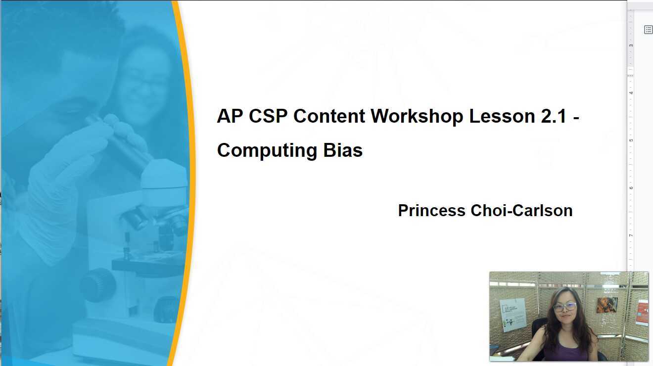 Content Workshop CSP Lesson 2.1 Overview
