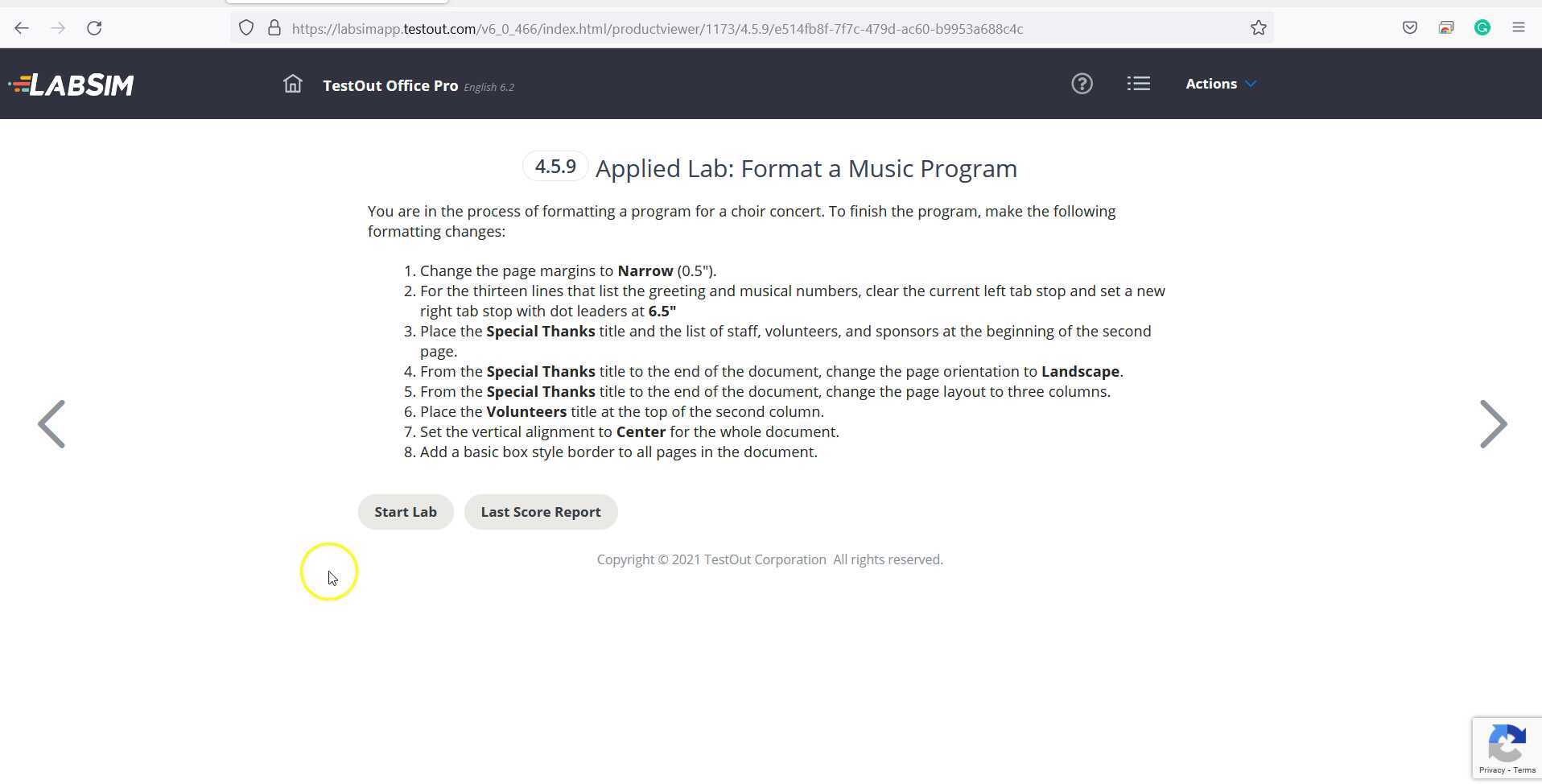 Word Applied Lab 4.5.9 - Format a Music Program