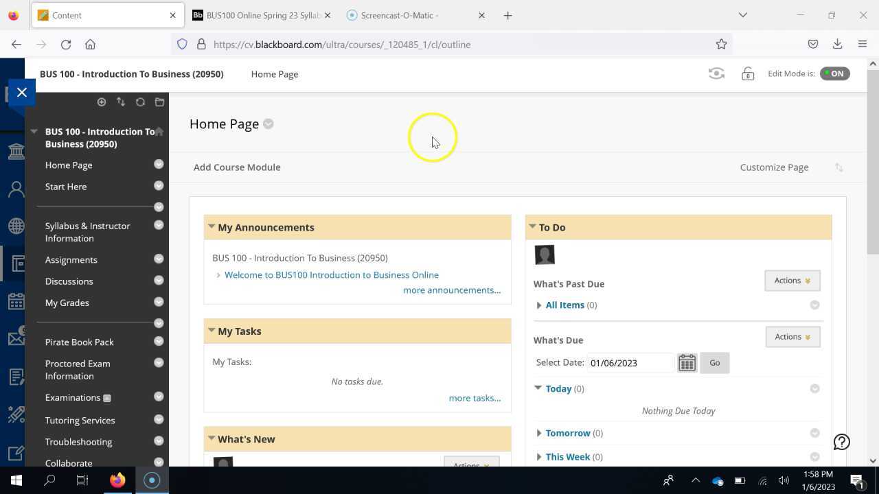 BUS100 Online Welcome SP23