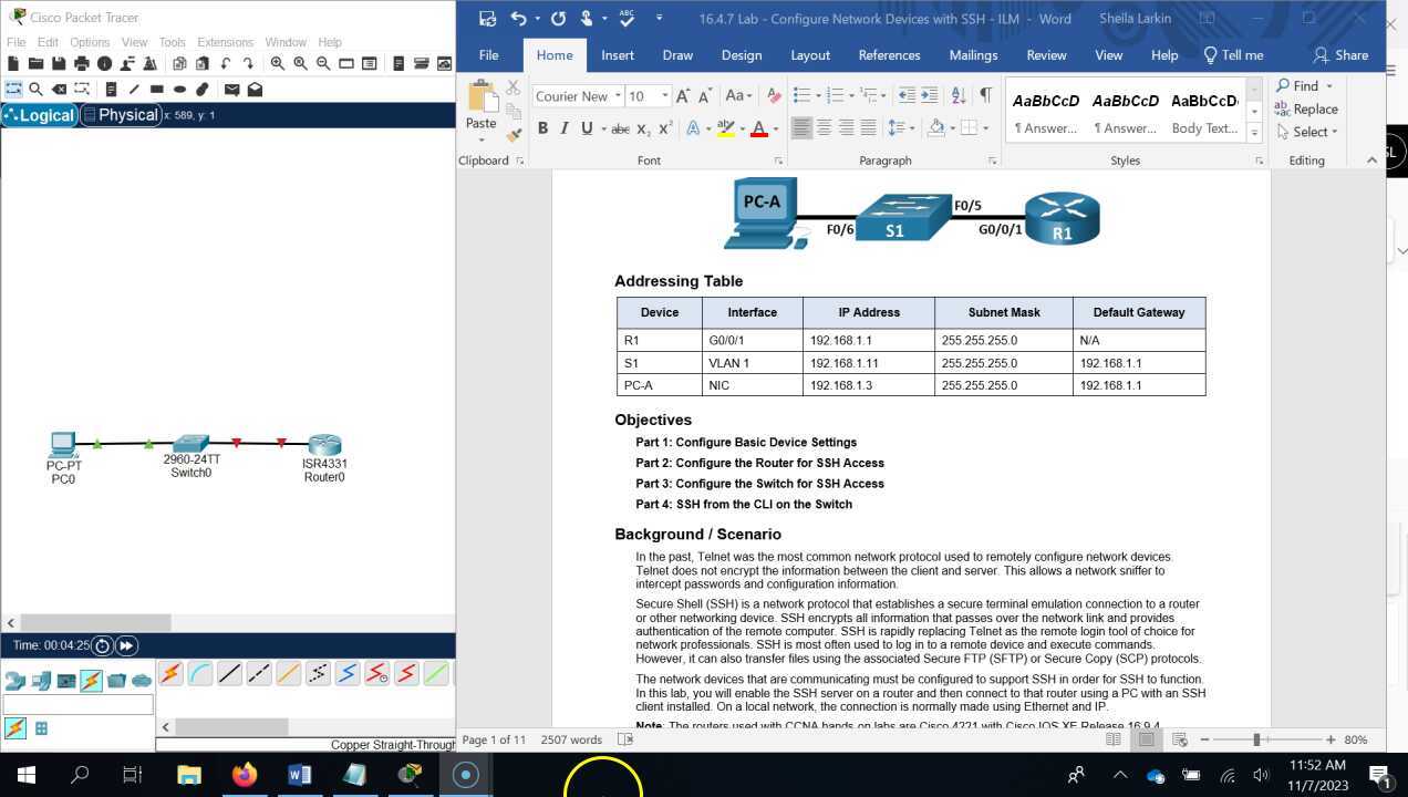 CISCO 1 - Lab 16.4.7 {v1 2023}
