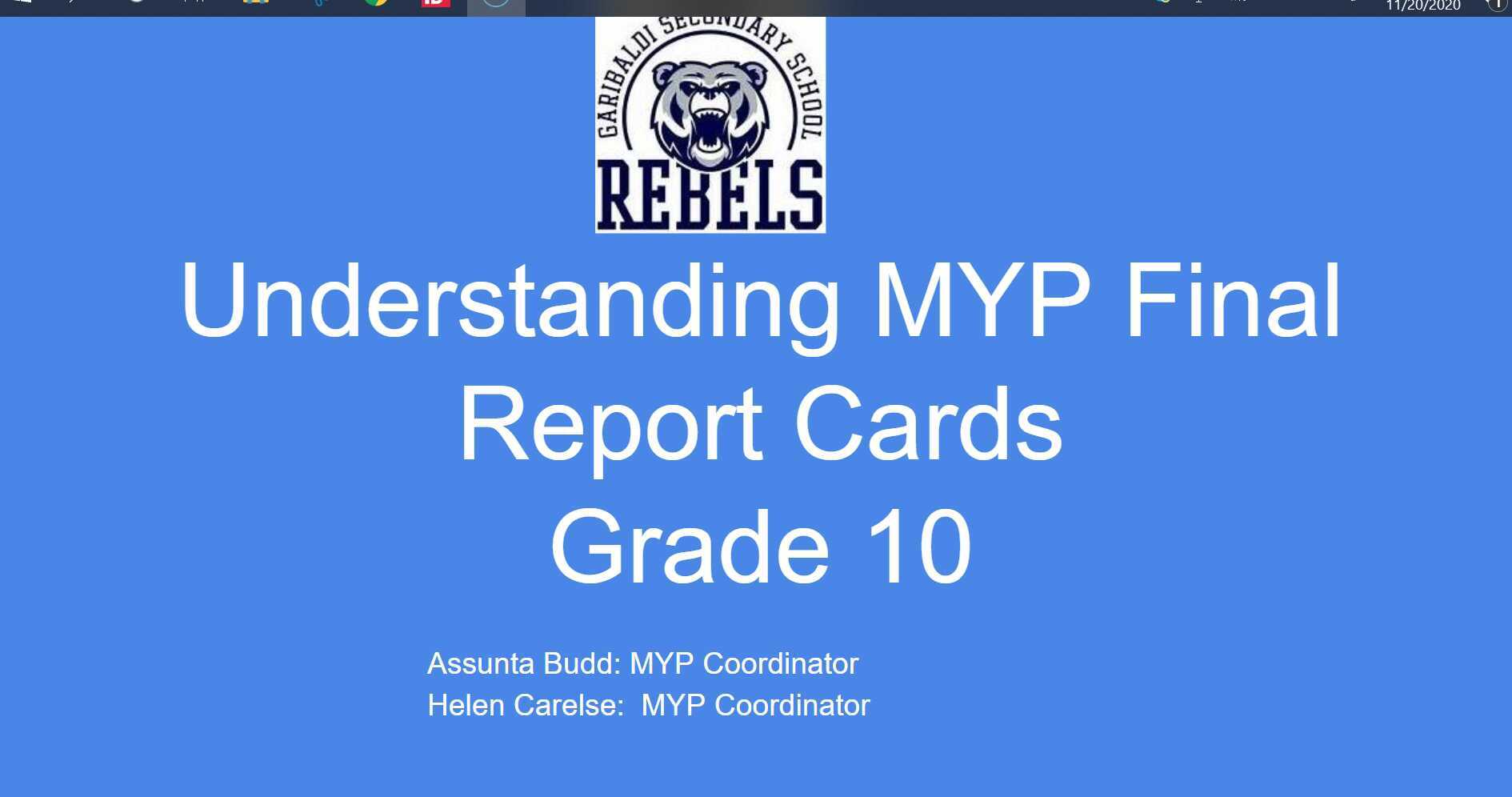 MYP Report cards - Grade 10
