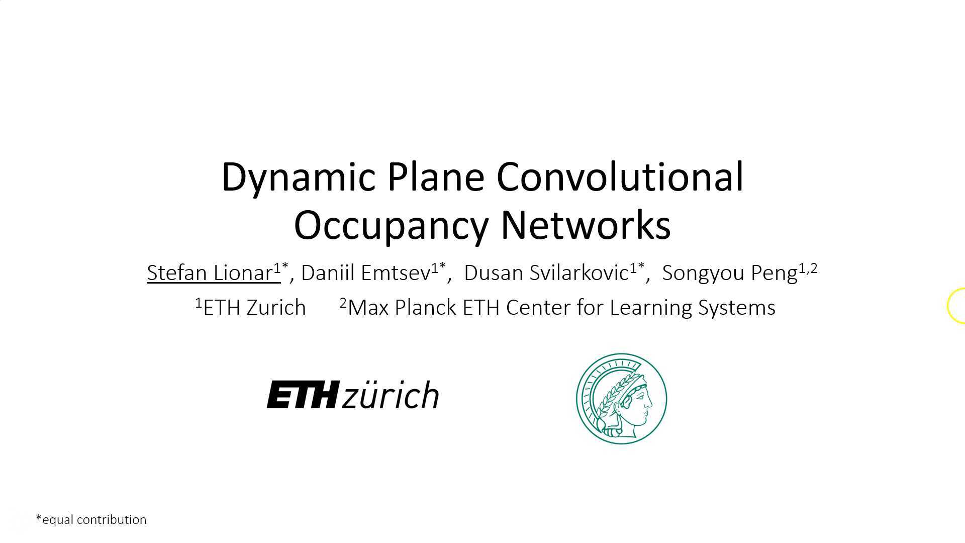 Dynamic Plane Convolutional Occupancy Networks