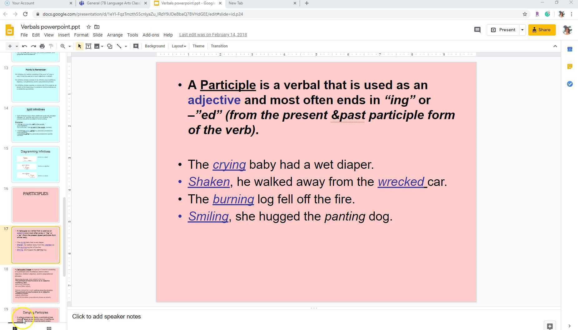 ReEviewing Verbals #2