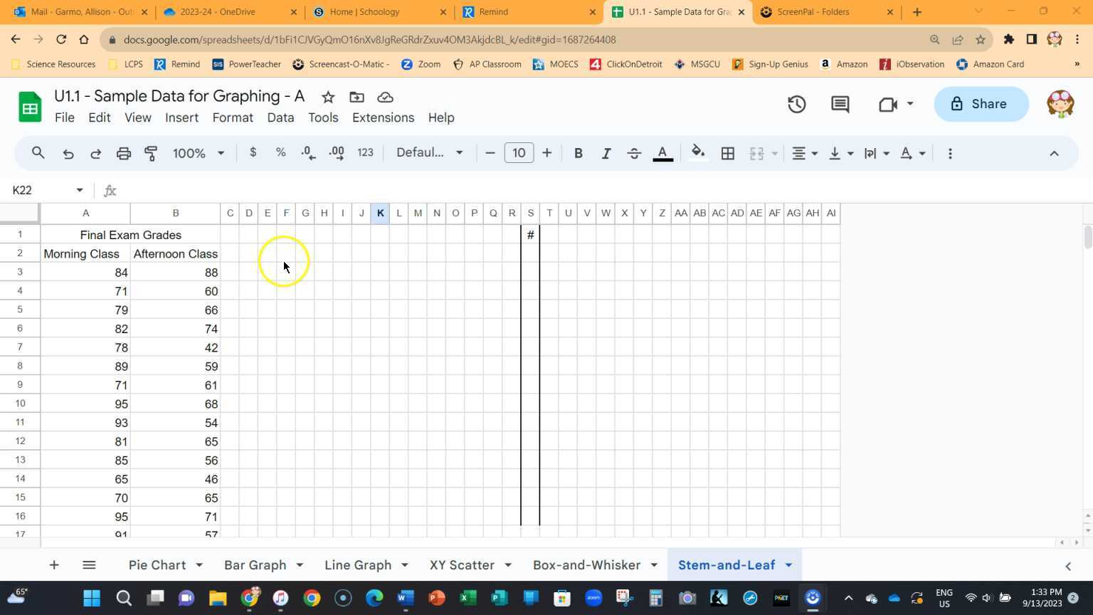 Graphing with Google - Stem-and-Leaf