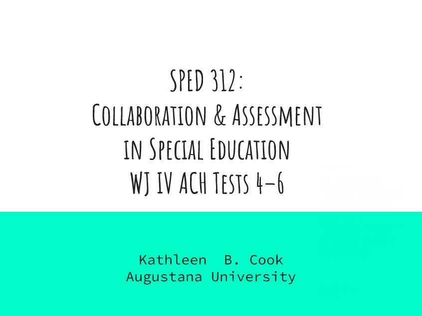 WJ IV ACH Lecture 3