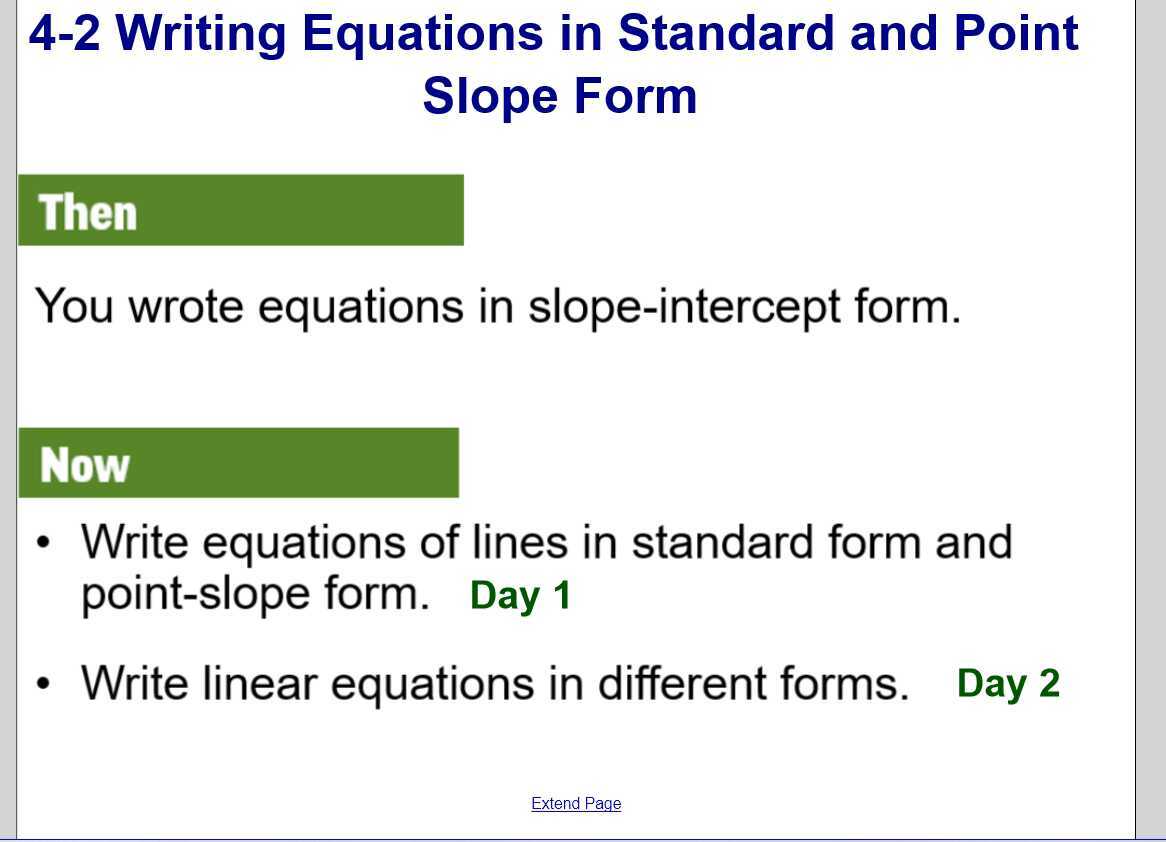 4-2 standard and point slope form day 2