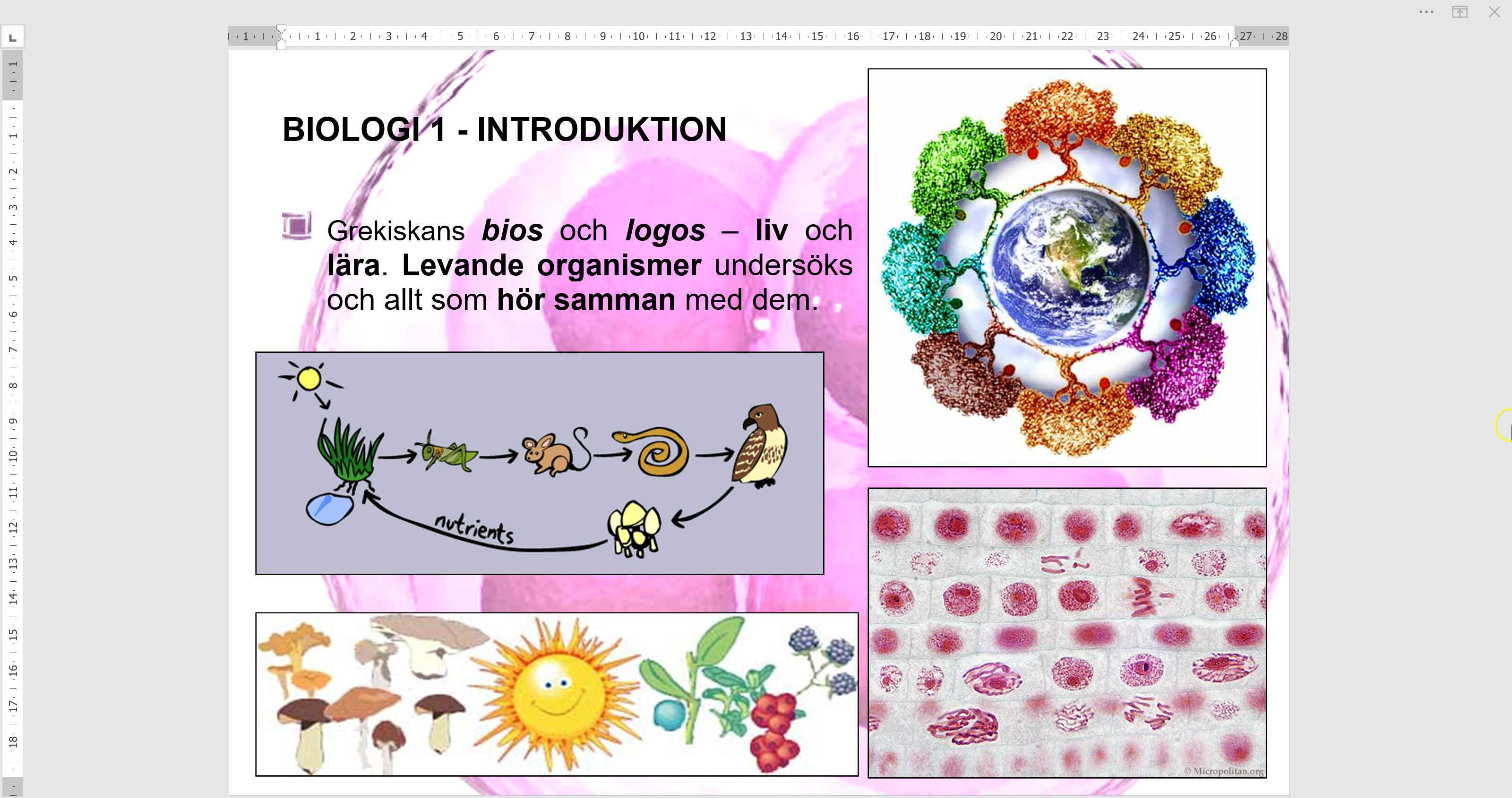 Introduktion till biologi, del 1. Lotta Järnström