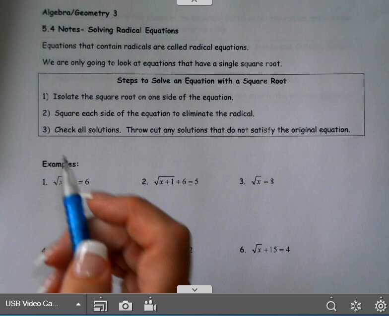 Solving Square Root Equations