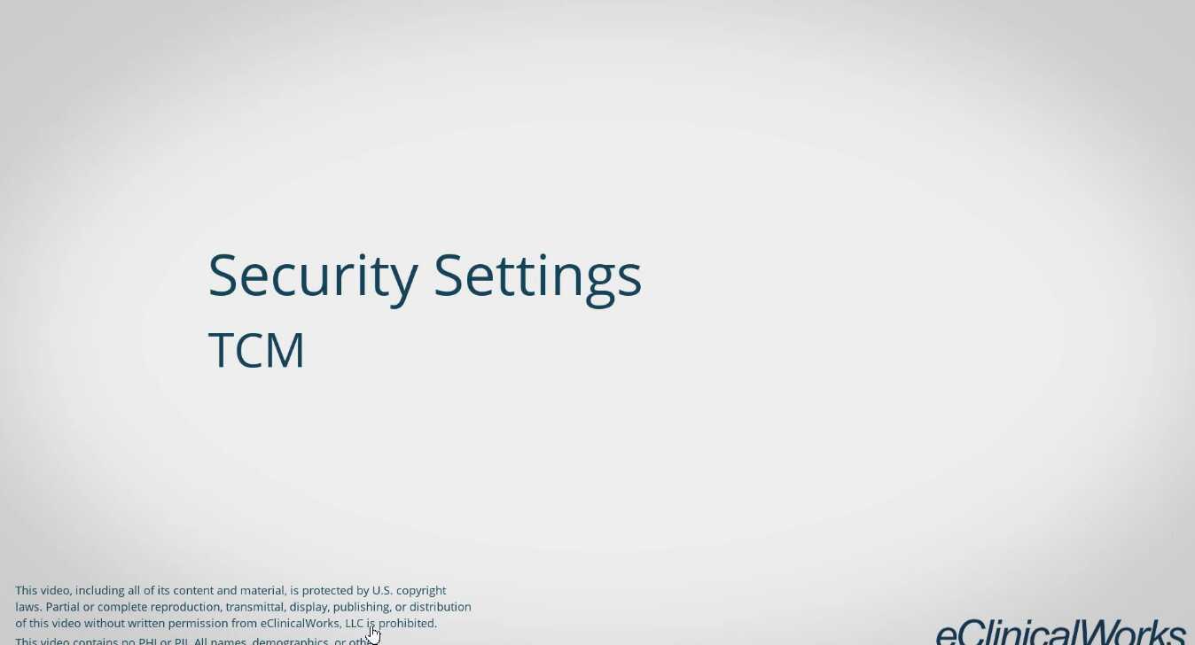 TCM Security Settings