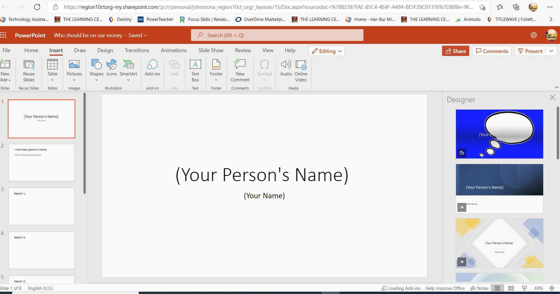 Who should be on our money PowerPoint directions