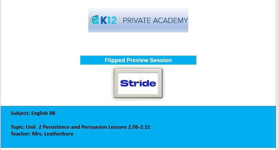 08B Unit 2 Flipped Preview Lessons 2.06-2.11