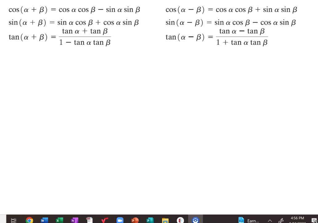 sum and difference with sin and cos