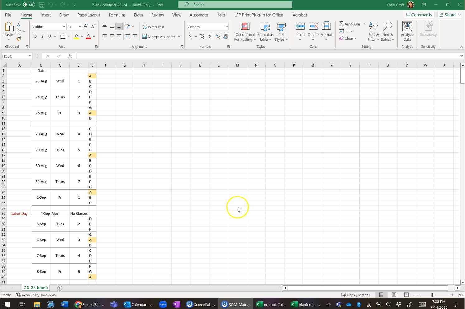 How to add the 7 day rotation schedule to your Outlook calendar