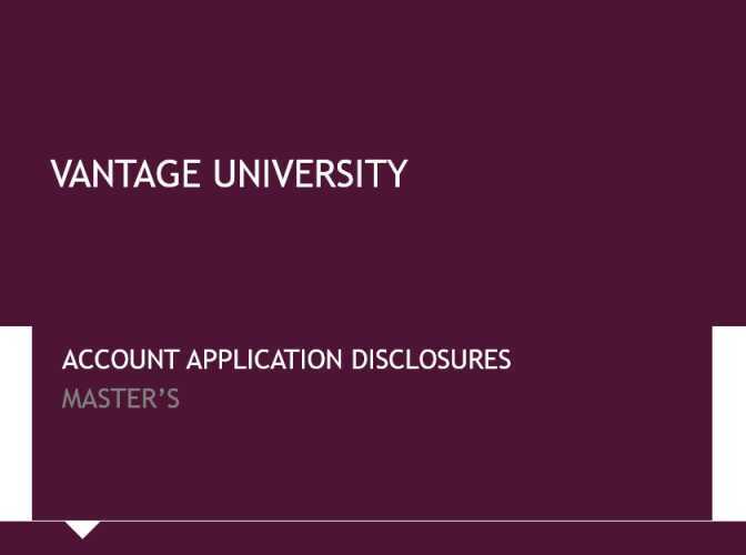 VU Master's - Account Application Disclaimers