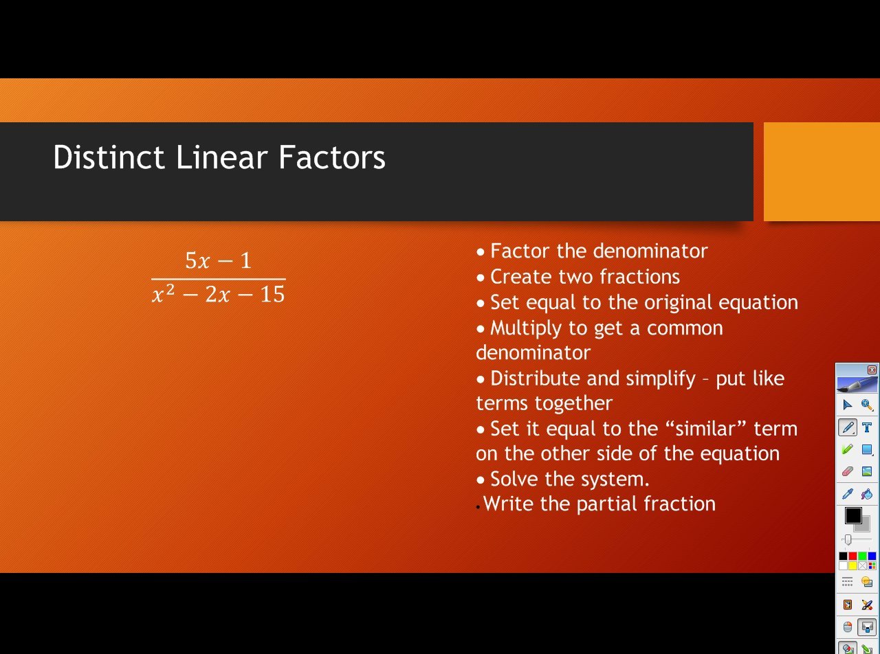 Partial Fraction Decomp with distinct linear factors
