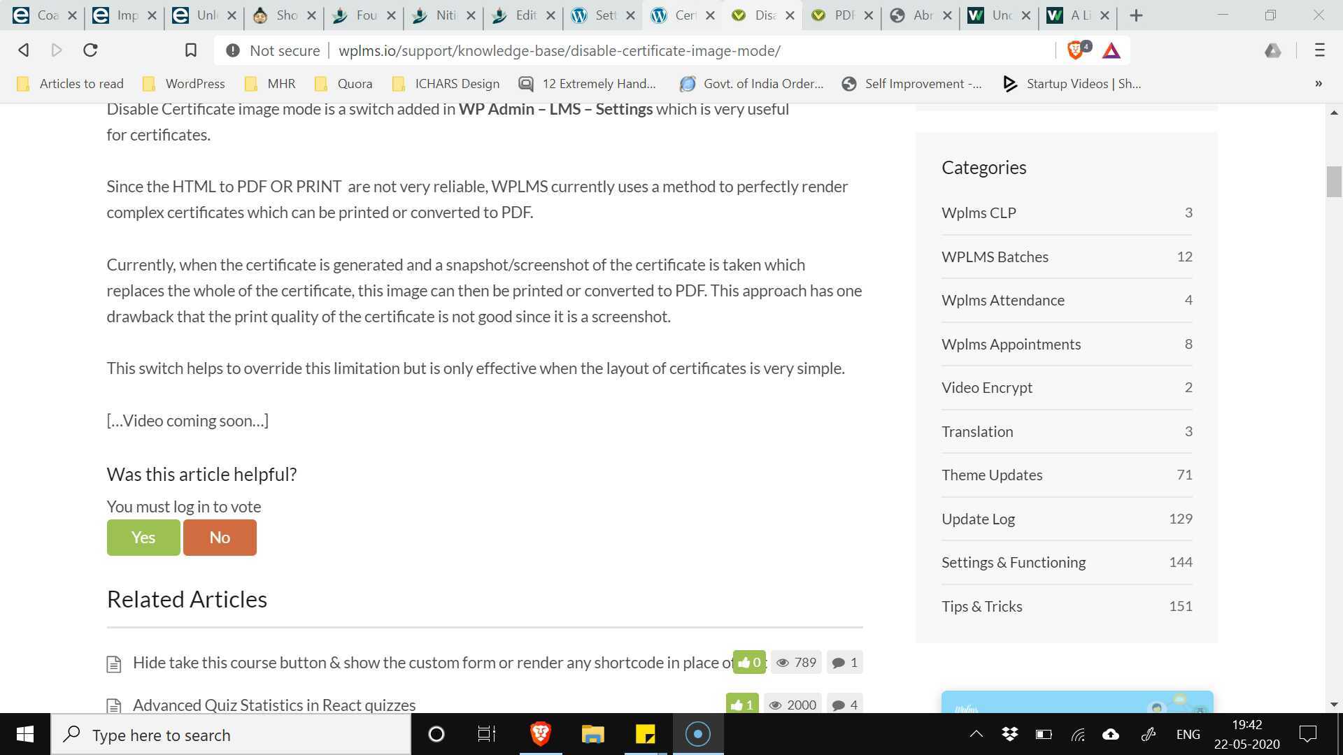 Wplms pdf certificate not working