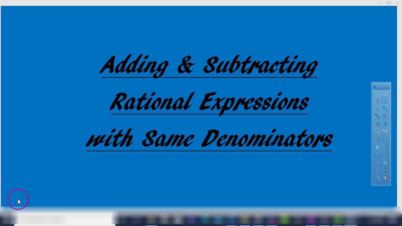 Add/Subtract Rational Expressions (Same Denominators)