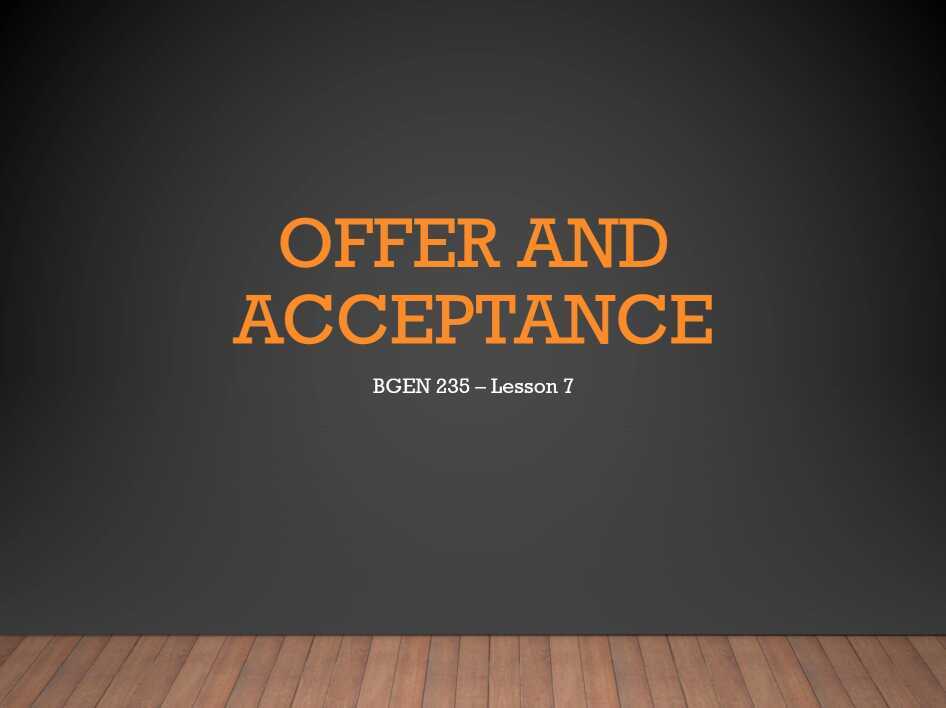 Lesson 7 - Part 1 Offer