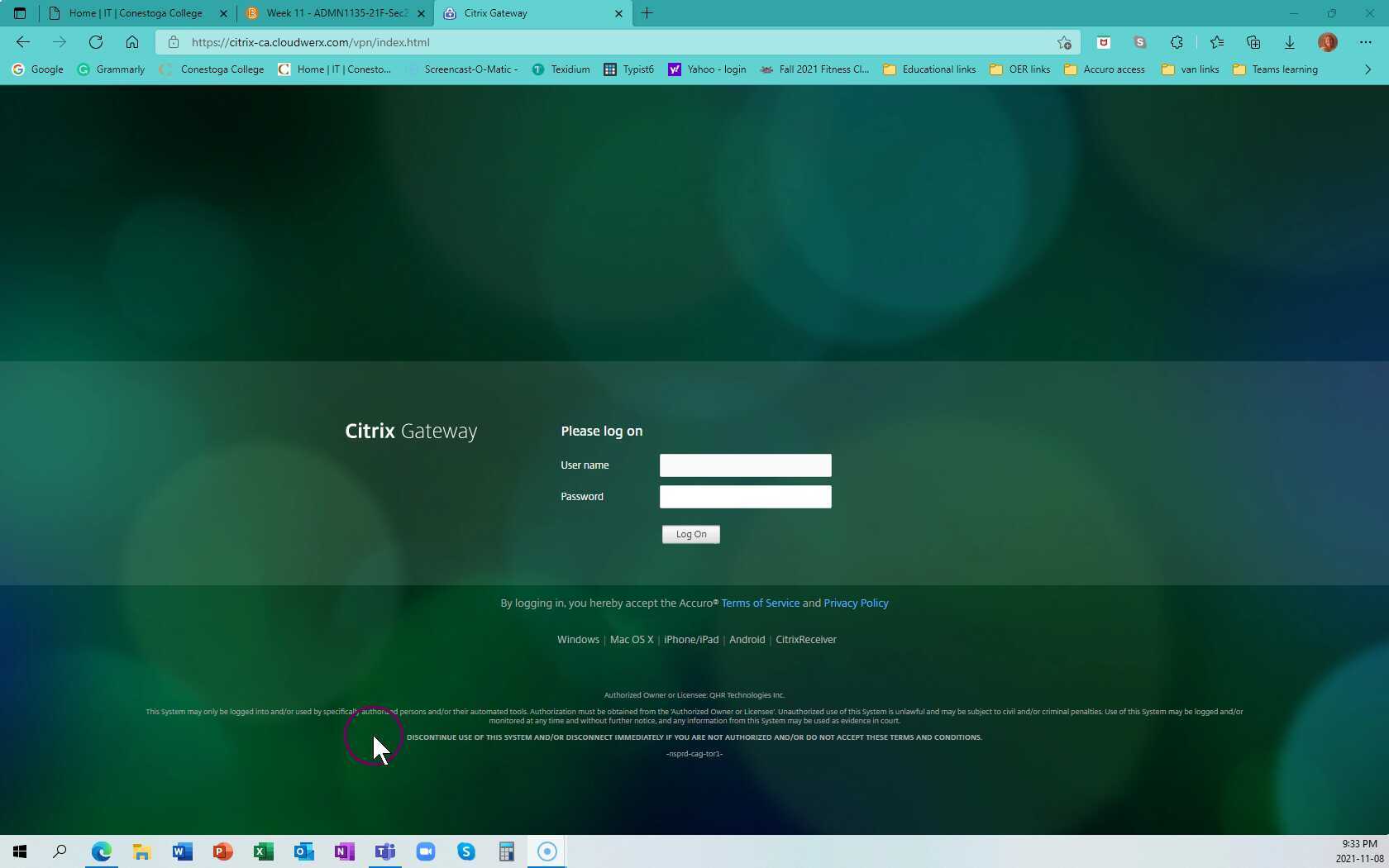 Citrix and Accuro log on and log off procedures