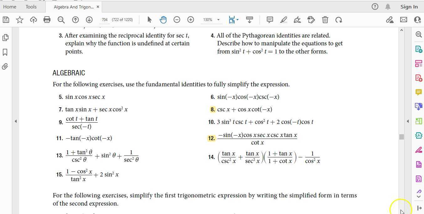 Sec. 9.1: Rewrite a Trigonometric Expression in Terms of a Given Trig ...