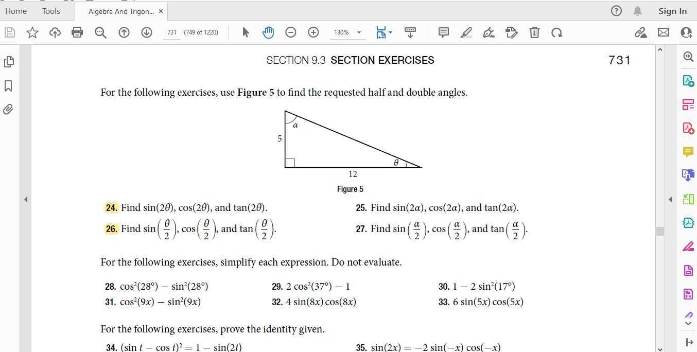 Sec. 9.3: Find the Double Angles and Half-Angles for the Sine, Cosine ...