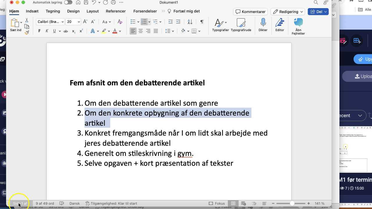 2. Konkret opbygning af debatterende artikel