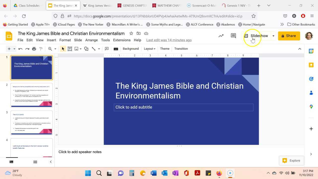 The King James Bible and Christian Environmentalism