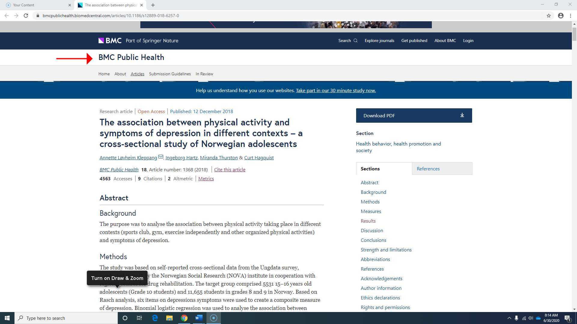 APA BMC Public Health Database