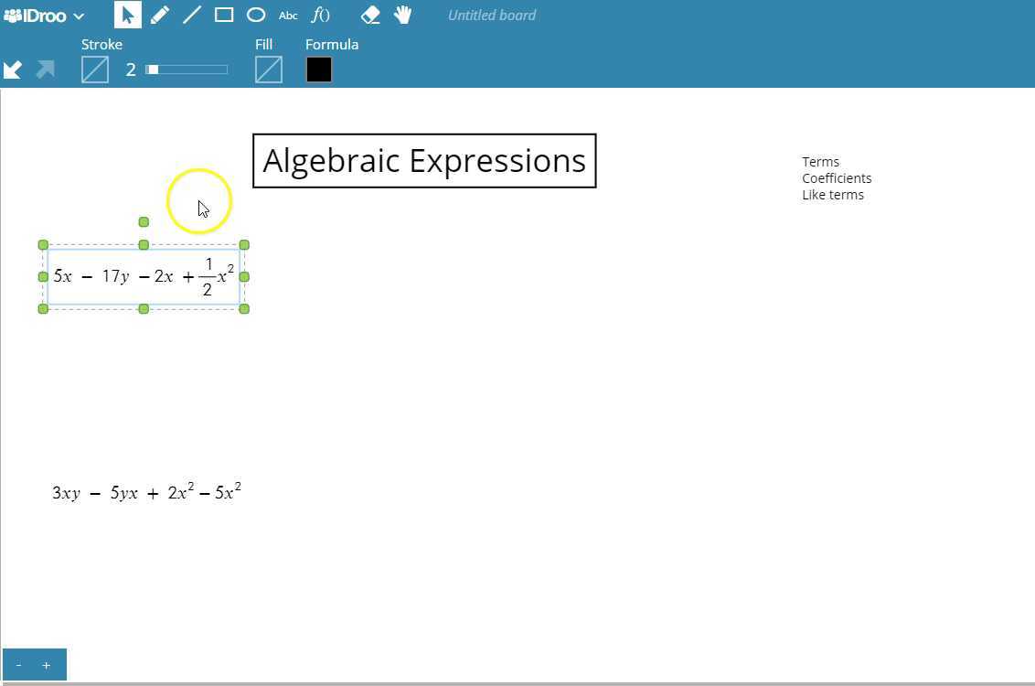 Algebraic Expressions: Terms, Coefficents, and Like Terms