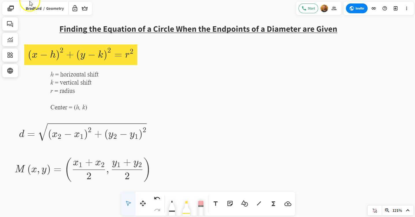 Equation of a Circle when Endpoints of Diameter are Given