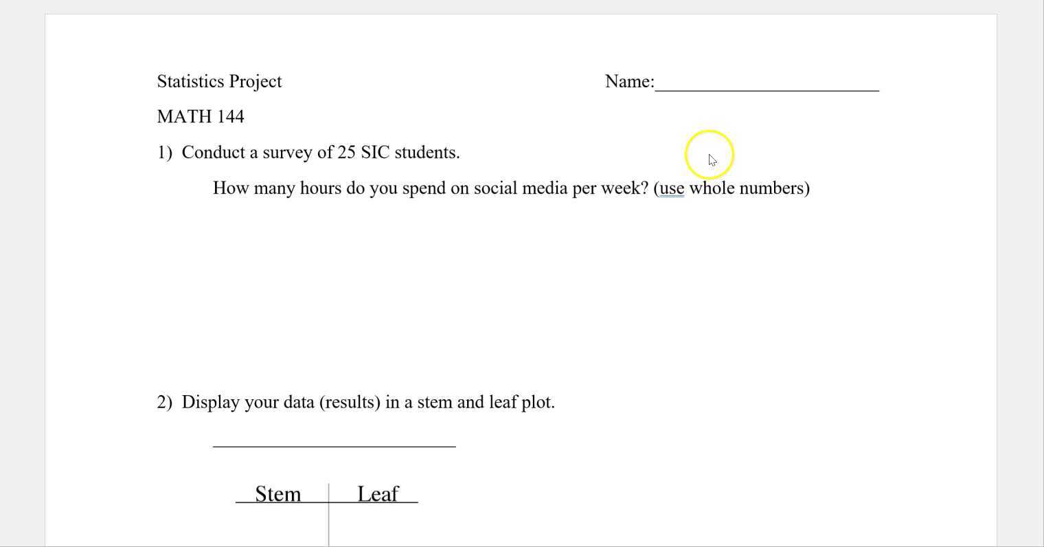 MATH 144 Statistics Project