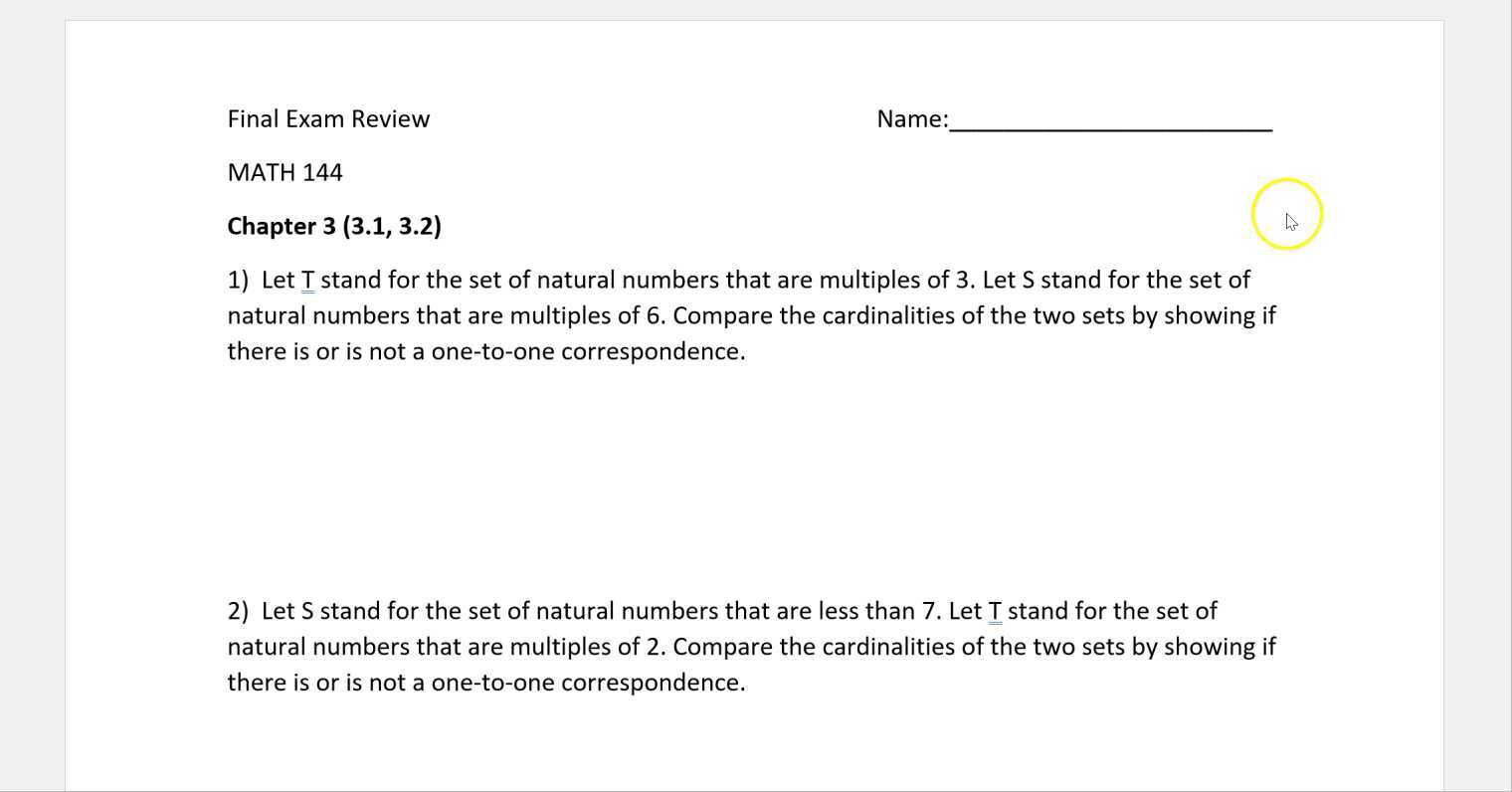 MATH 144 Final Exam Review (Video 1)