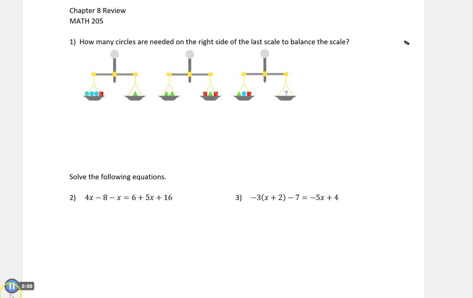 MATH 205 Chapter 8 Review