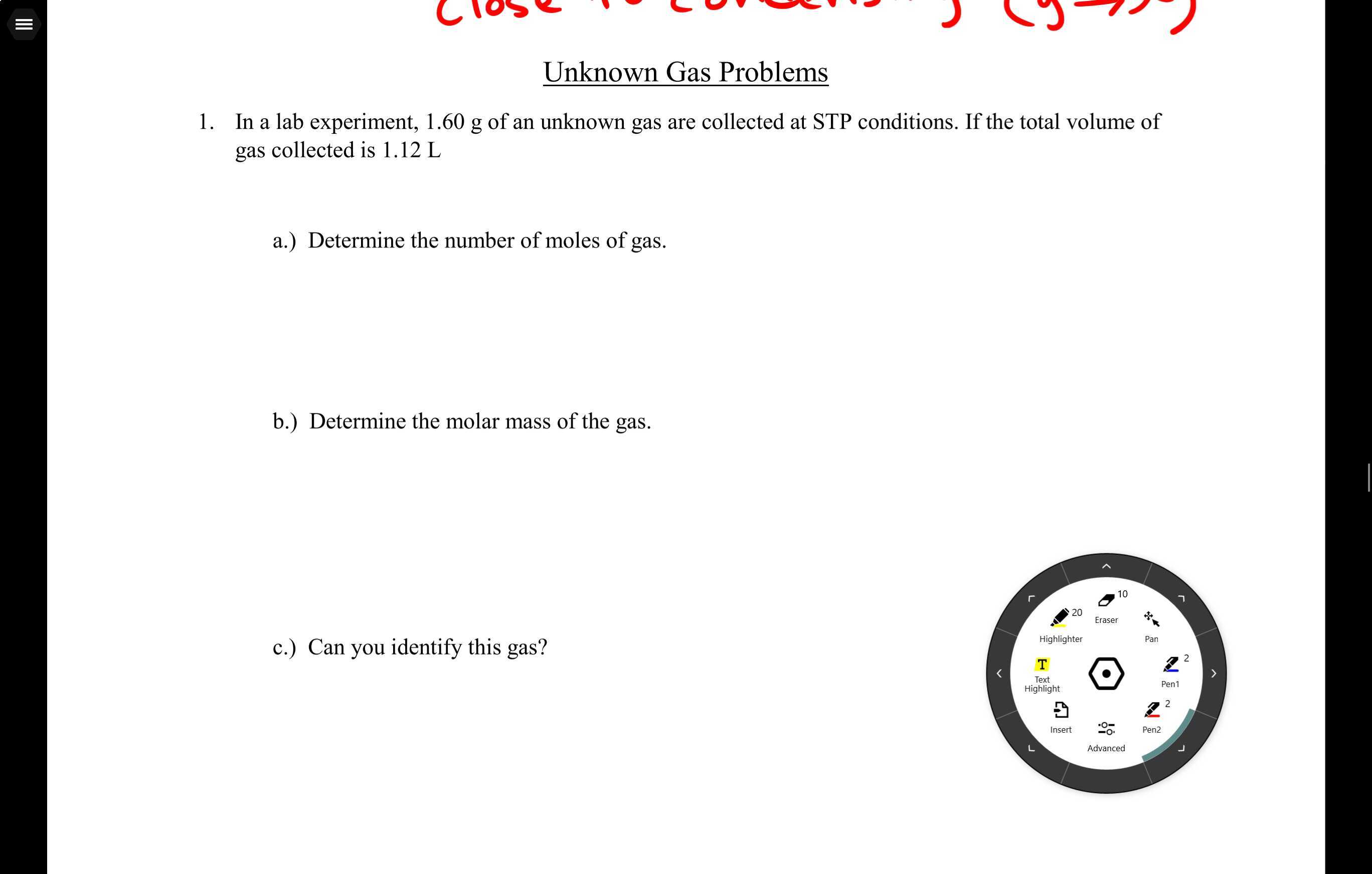 Unknown Gas Problems