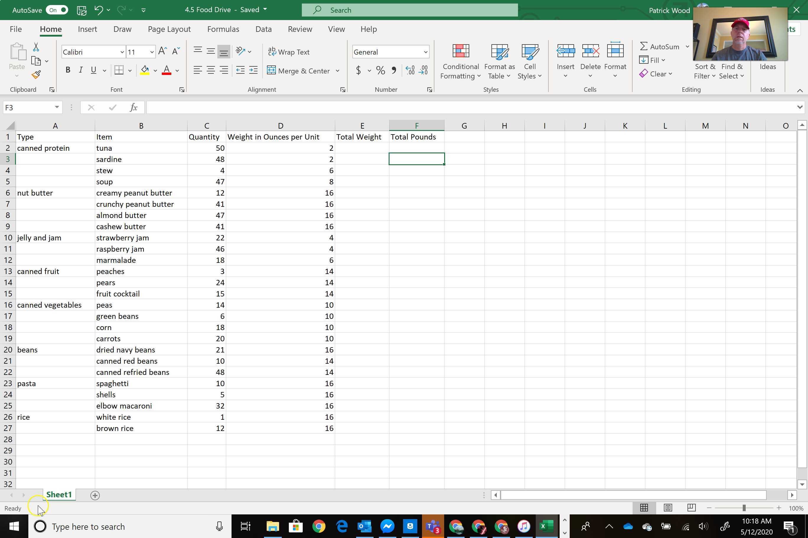 Excel Lesson 4.5 Instructions