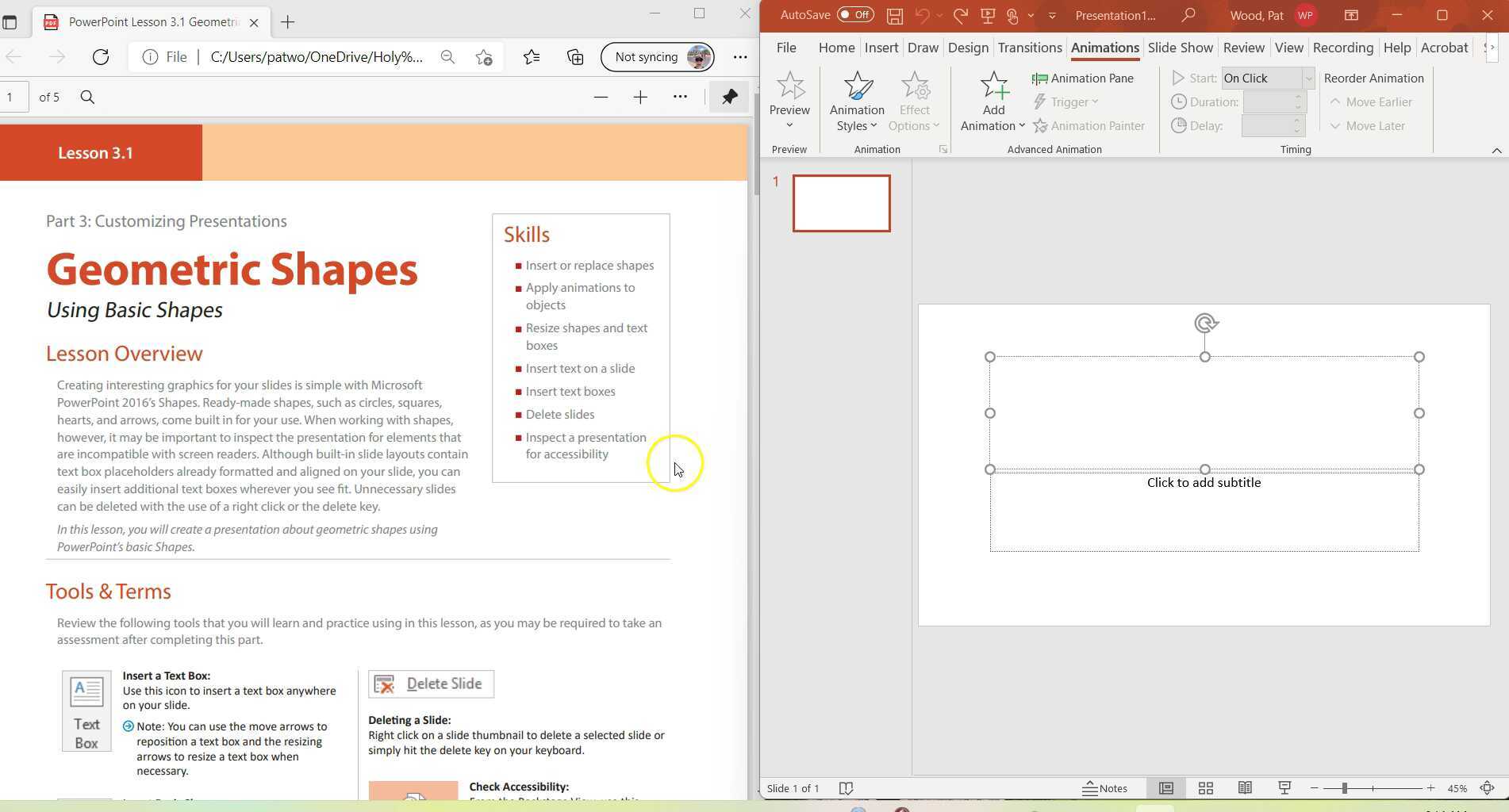PowerPoint Lesson 3.1 Geometric Shapes