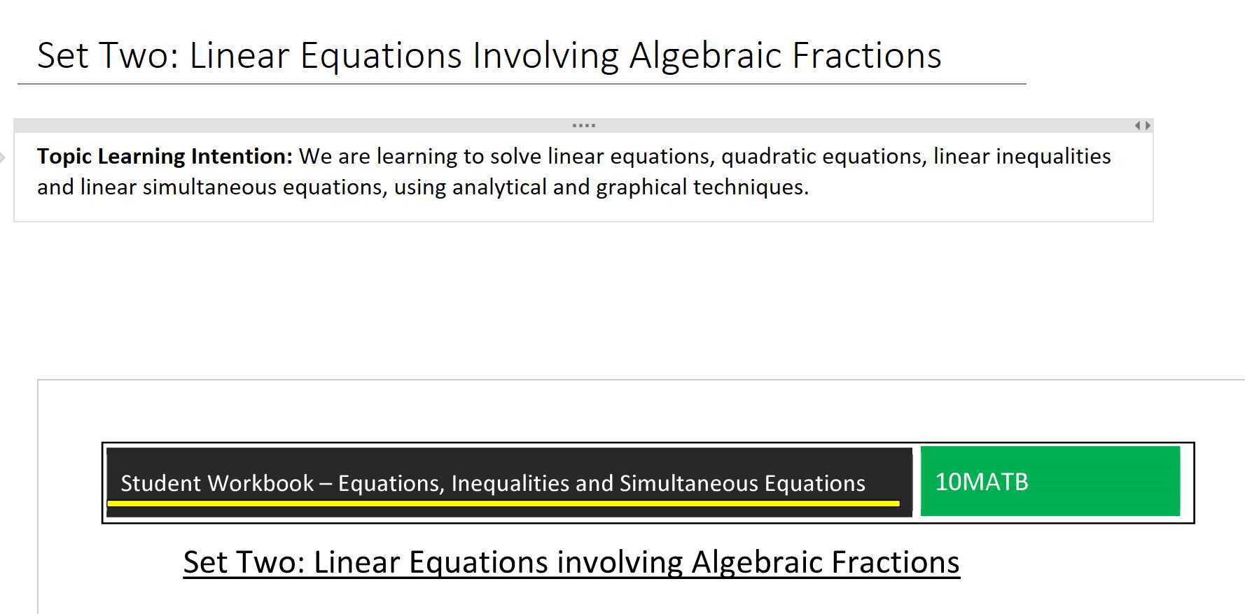 Equations Equations Involving Algebraic Fractions