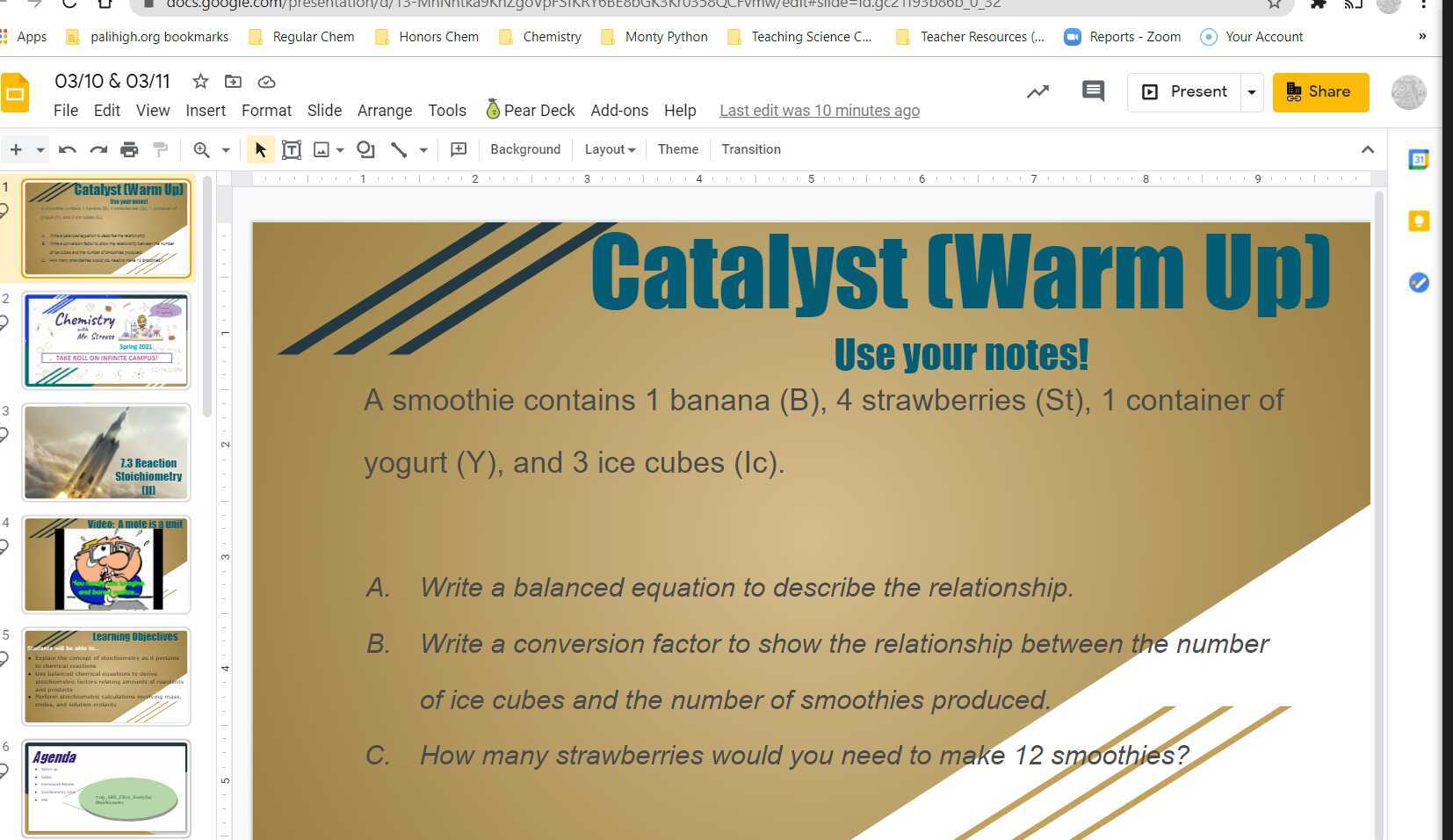 Catalyst solution 3/10/3/11