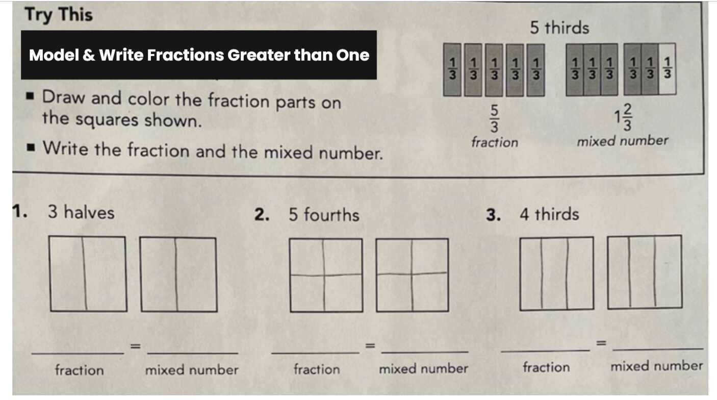 Model & Write Fractions > 1