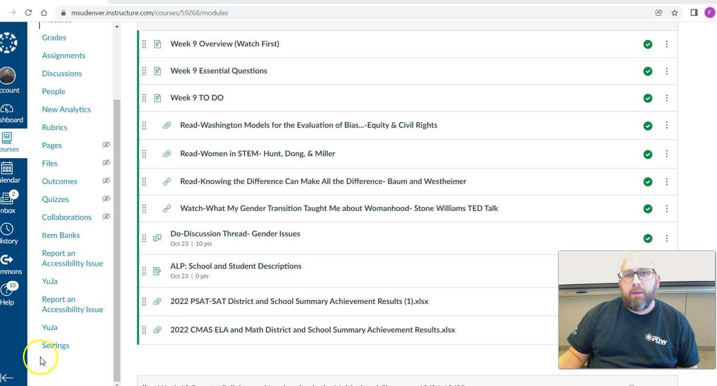 Week 9 School/Student Descriptions