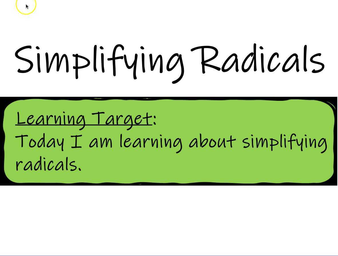 Video Lesson-Simplifying Radicals