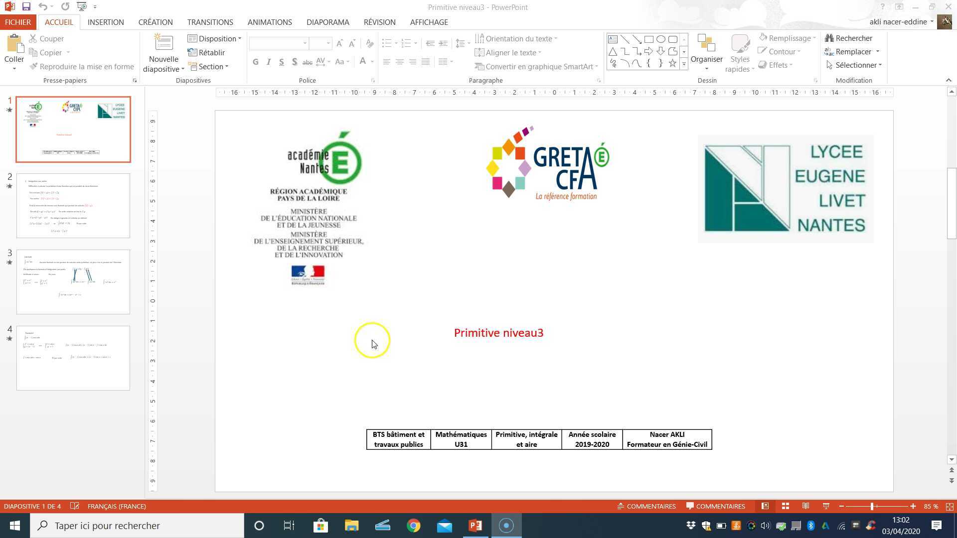 Integration par partie