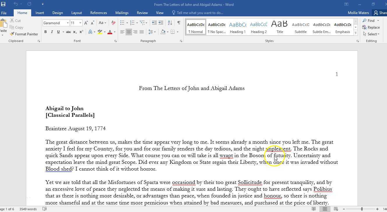 Adams Letters Part 1