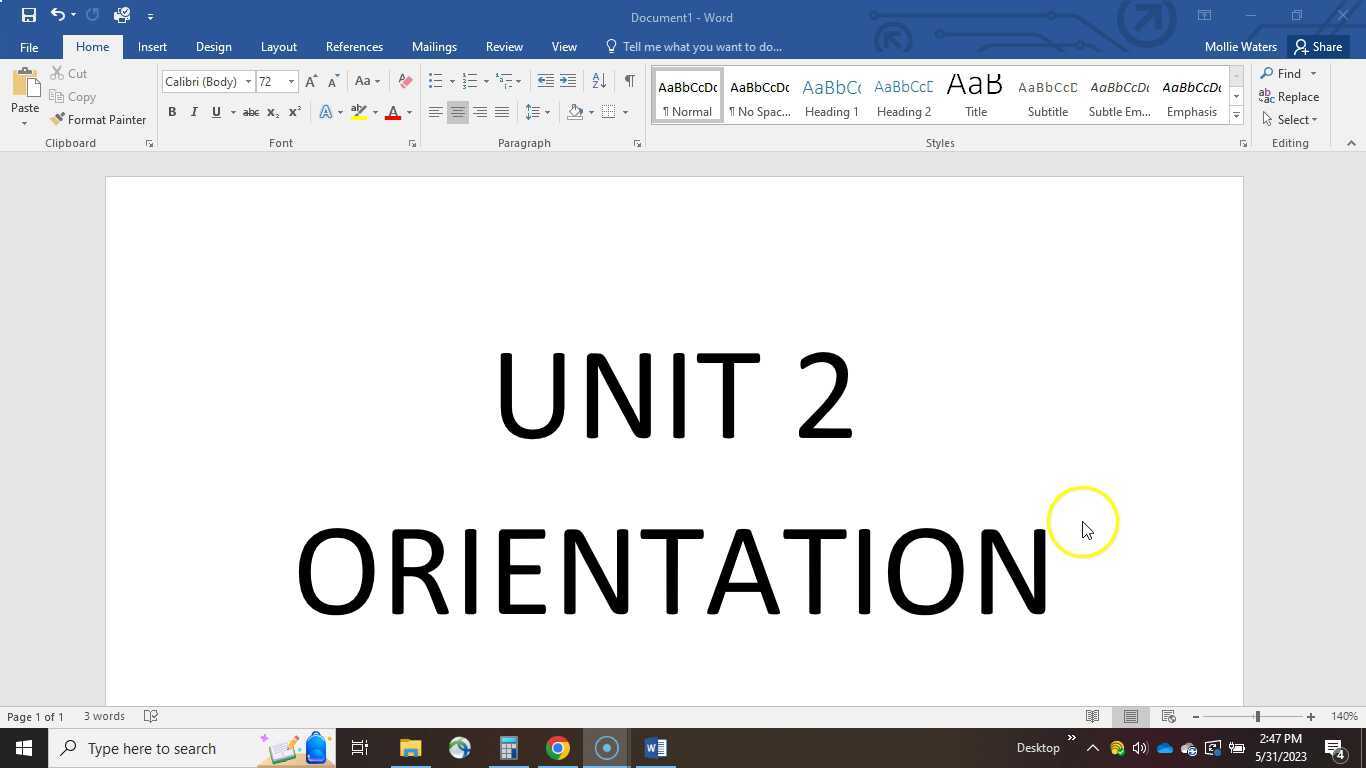 Unit 2 Orientation
