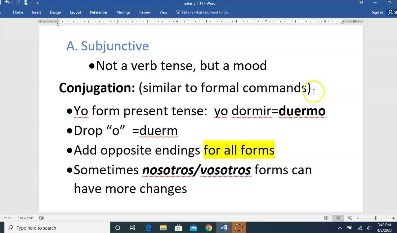 Subjunctive conjugation captioned