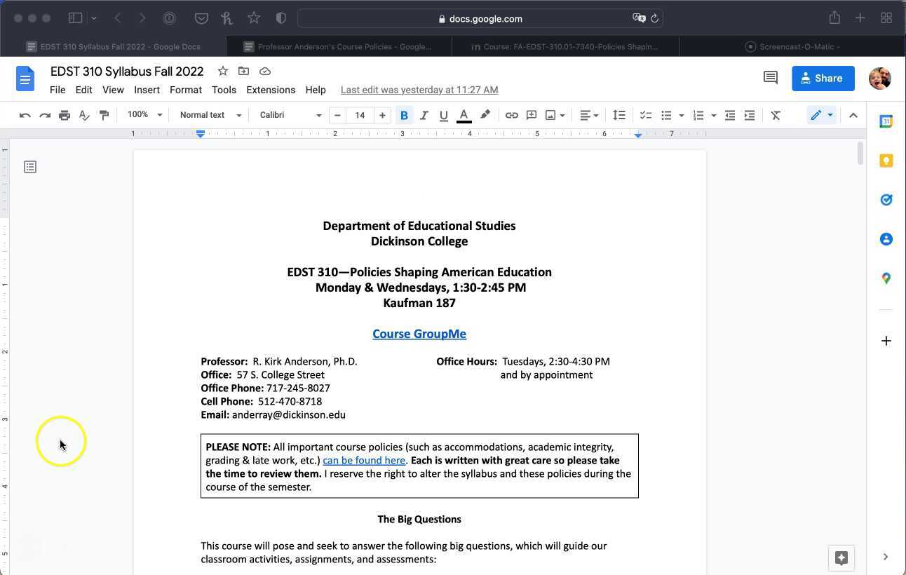 EDST 310 Syllabus Orientation