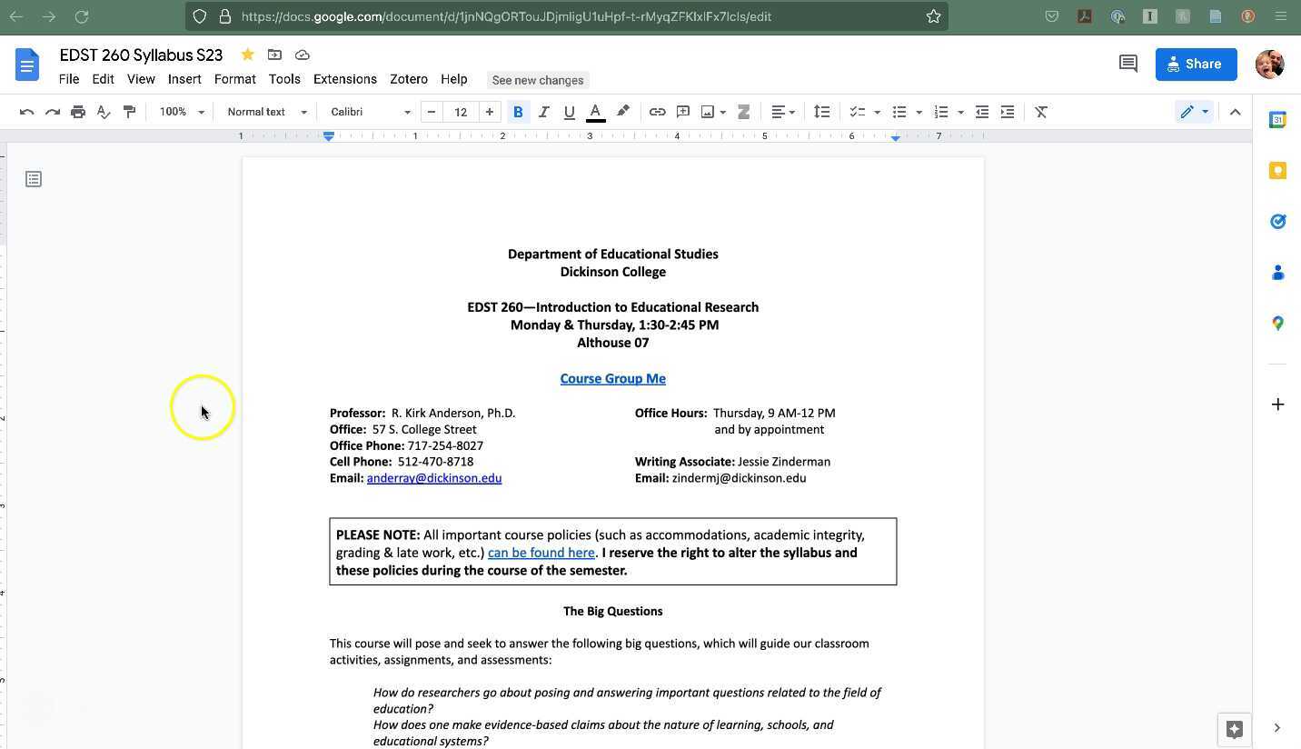 EDST 260 Syllabus Orientation