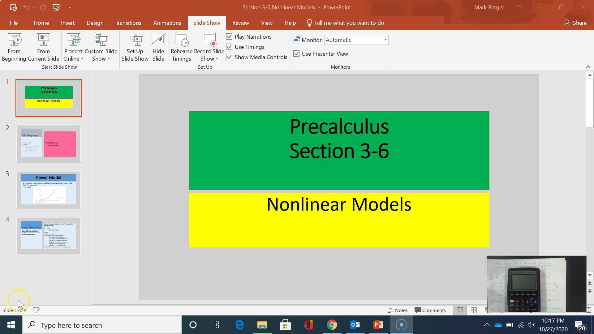 Section 3-6 Nonlinear Models