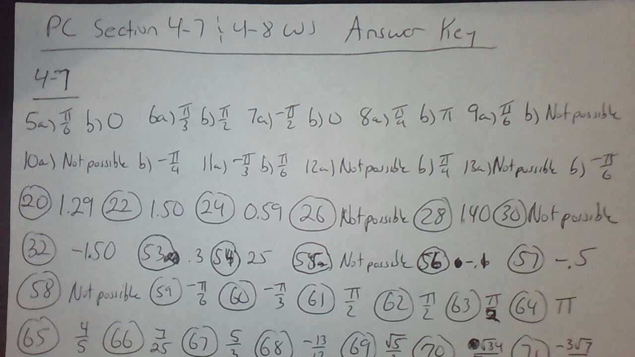 Answer Key Section 4-7 and 4-8 Worksheet